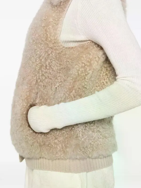 YVES SALOMON Textured Gilet - Neutrals