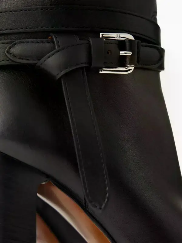 Ralph Lauren 90mm Buckle-strap Calfskin Boots