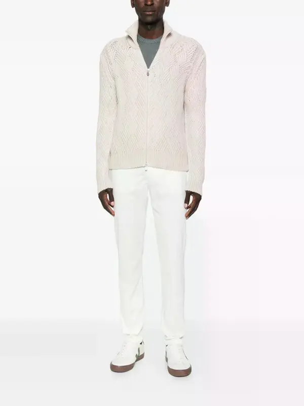 BARBA NAPOLI Patterned Zip-up Cardigan - Neutrals