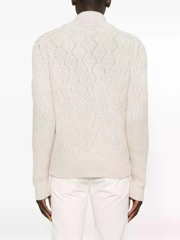 BARBA NAPOLI Patterned Zip-up Cardigan - Neutrals