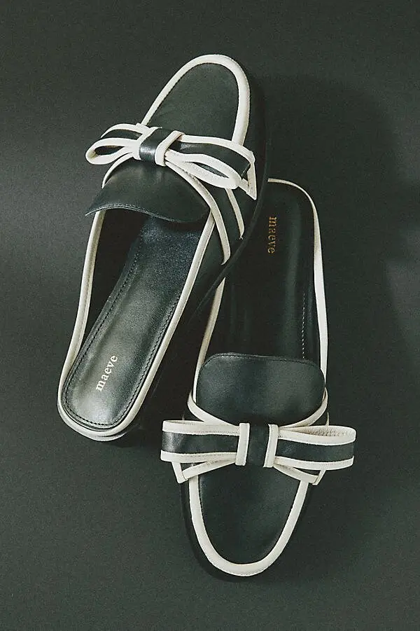Maeve 3d Bow Loafer Slides - Black & White