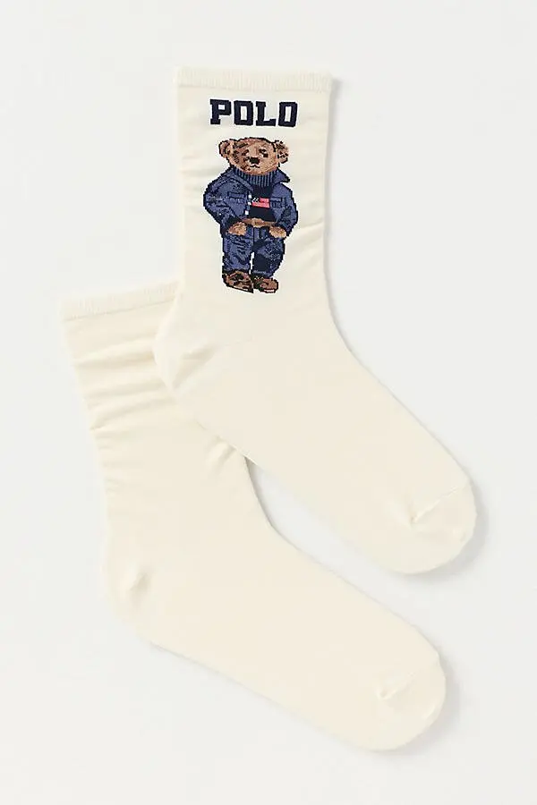 Polo Ralph Lauren Bear Crew Socks - Ivory