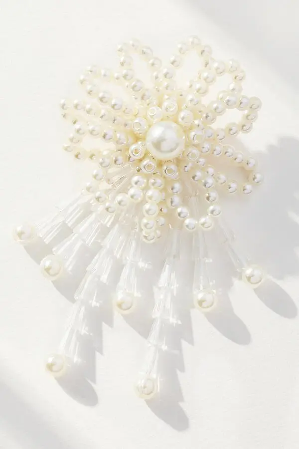 Anthropologie Floral Brooch - Pearl