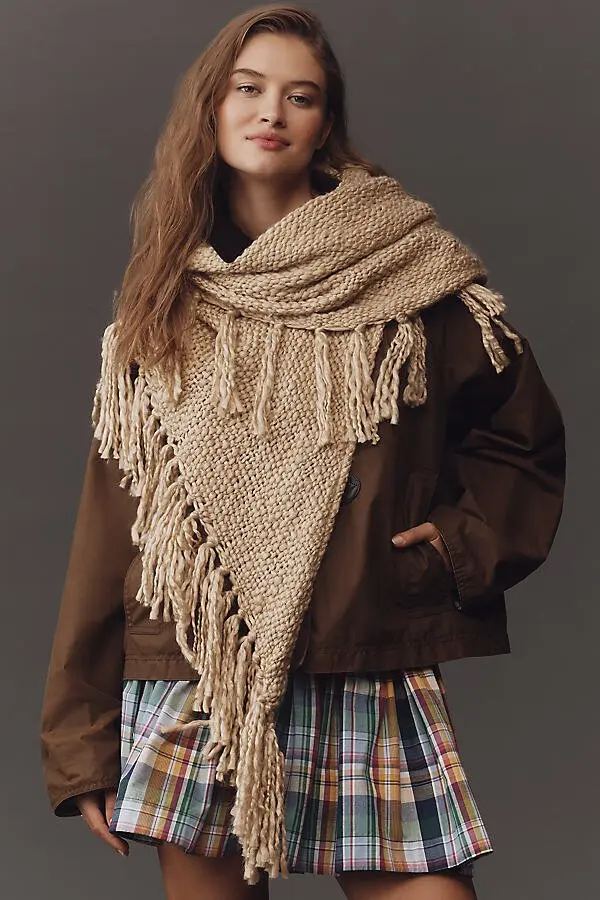 Anthropologie Overd Frge Wrap - Tan