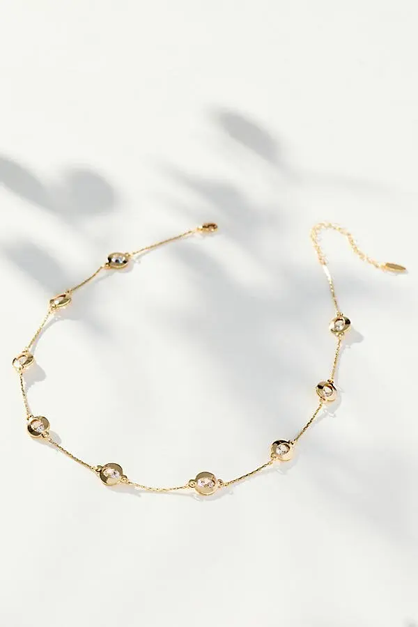 Anthropologie Delicate Crystal Necklace - Gold