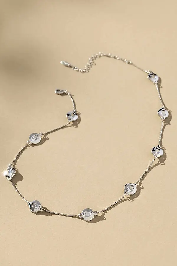 Anthropologie Delicate Crystal Necklace - Silver