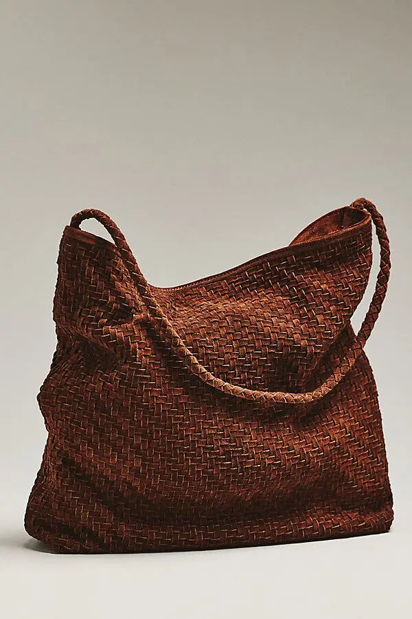 BEMBIEN Sera Woven Suede Slouchy Tote Bag - Brown