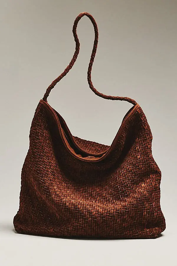 BEMBIEN Sera Woven Suede Slouchy Tote Bag - Brown