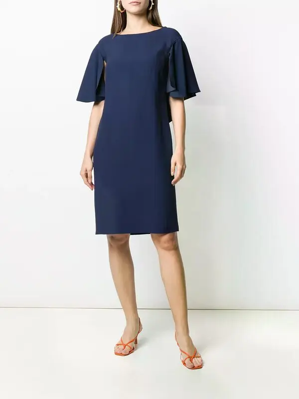 Alberta Ferretti Shift Dress With Ruffled Sleeves