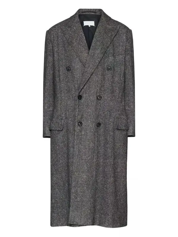 MAISON MARGIELA Herringbone Double-breasted Coat - Grey