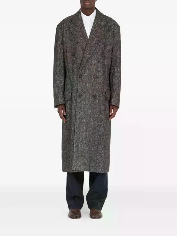 MAISON MARGIELA Herringbone Double-breasted Coat - Grey