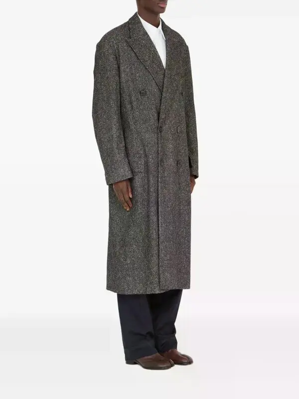 MAISON MARGIELA Herringbone Double-breasted Coat - Grey