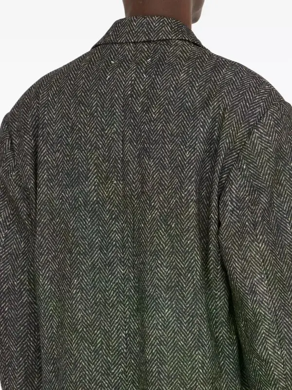 MAISON MARGIELA Herringbone Double-breasted Coat - Grey