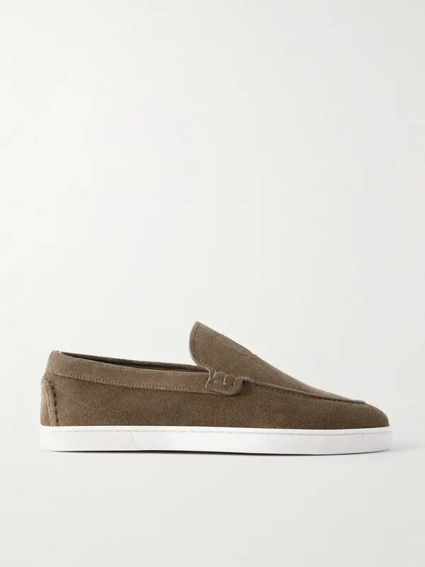 CHRISTIAN LOUBOUTIN Moonboat Suede Loafers - Gray