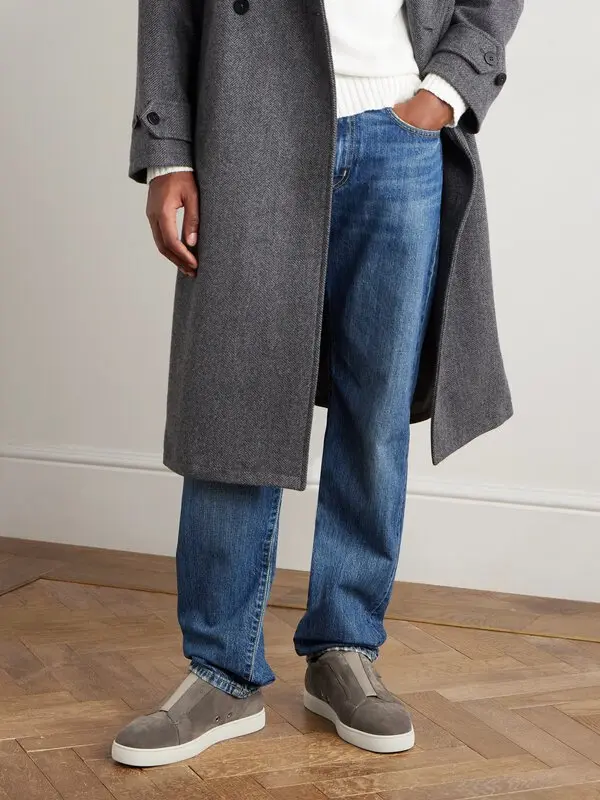 CHRISTIAN LOUBOUTIN St Louis Suede Slip-on Sneakers - Gray