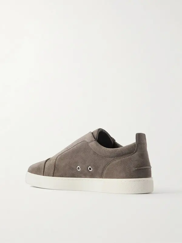 CHRISTIAN LOUBOUTIN St Louis Suede Slip-on Sneakers - Gray
