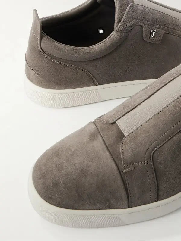 CHRISTIAN LOUBOUTIN St Louis Suede Slip-on Sneakers - Gray
