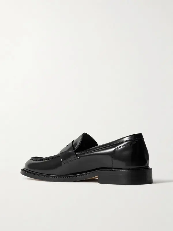 VINNY'S Townee Glossed-leather Penny Loafers - Black