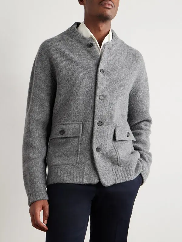 SLOWEAR Incotex Zanone Wool And Cashmere-blend Cardigan - Gray