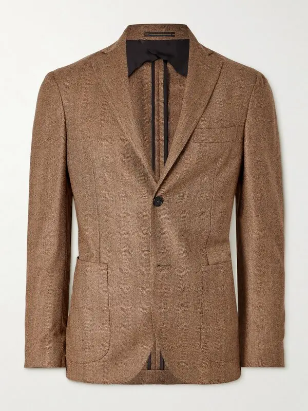 SLOWEAR Incotex Herringbone Wool Blazer