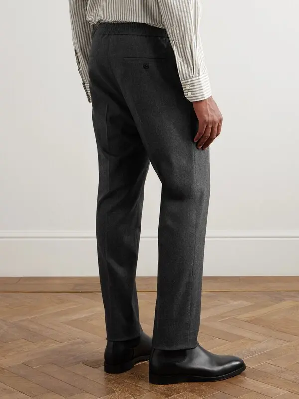 SLOWEAR Incotex Tapered Pleated Wool And Cashmere-blend Trousers - Gray