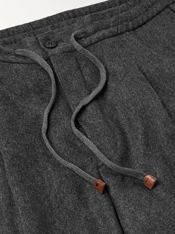 SLOWEAR Incotex Tapered Pleated Wool And Cashmere-blend Trousers - Gray
