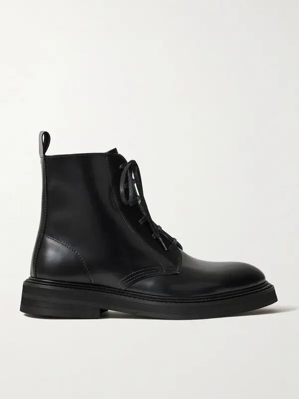 VINNY'S Officer Glossed-leather Boots - Black