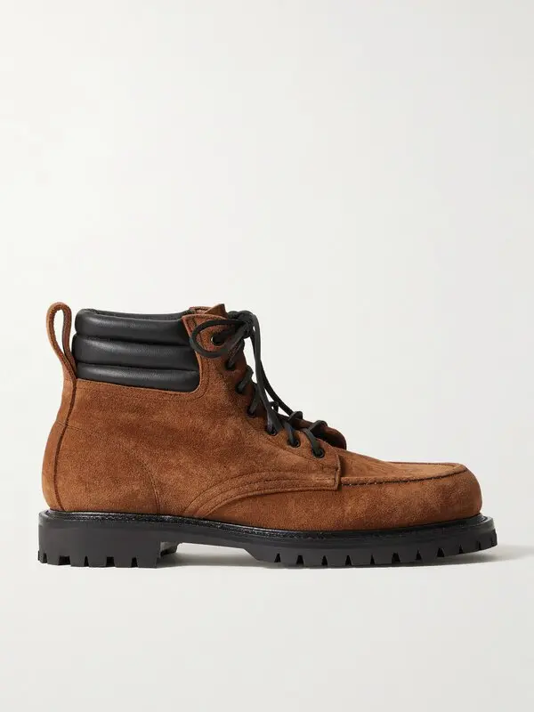 YUKETEN Salvia Padded Leather-trimmed Suede Boots