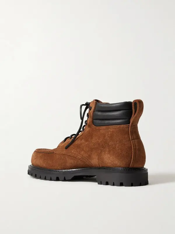 YUKETEN Salvia Padded Leather-trimmed Suede Boots