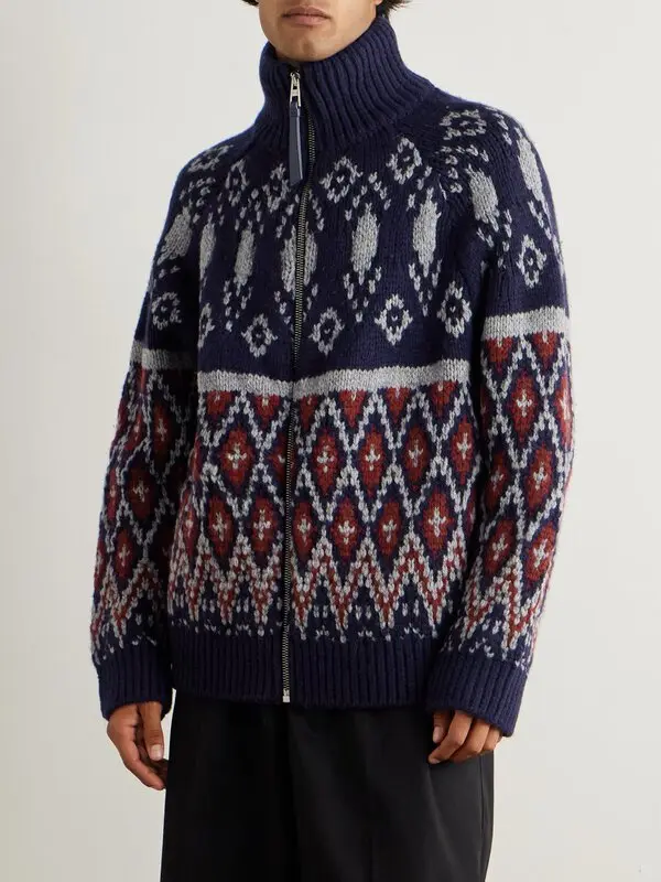 Loewe Fair Isle Wool-blend Jacquard Zip-up Cardigan