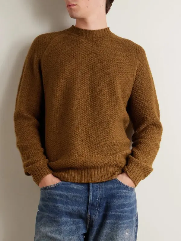 John Smedley Textured-knit Wool Sweater - Orange
