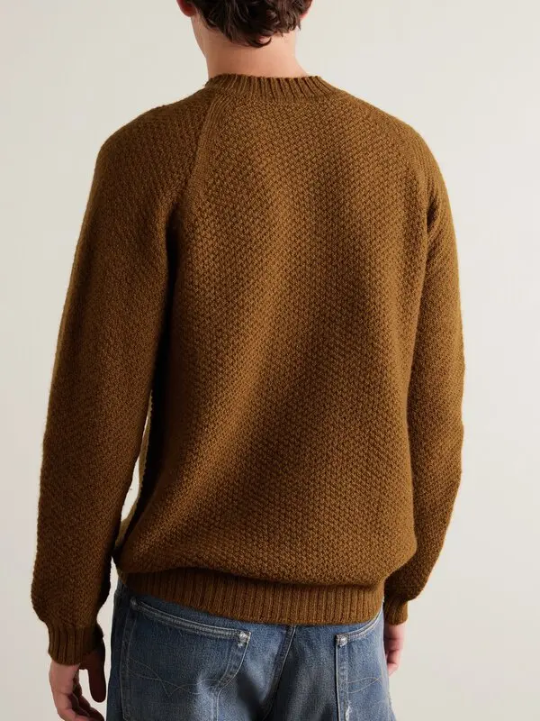John Smedley Textured-knit Wool Sweater - Orange