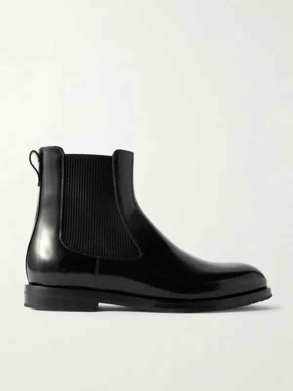 Manolo Blahnik Sempione Manny Polished-leather Chelsea Boots - Black