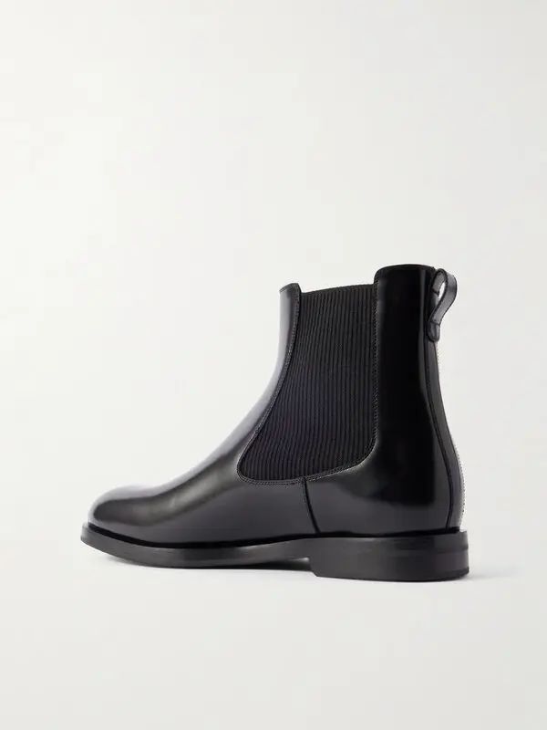 Manolo Blahnik Sempione Manny Polished-leather Chelsea Boots - Black