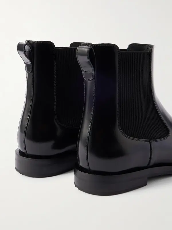 Manolo Blahnik Sempione Manny Polished-leather Chelsea Boots - Black
