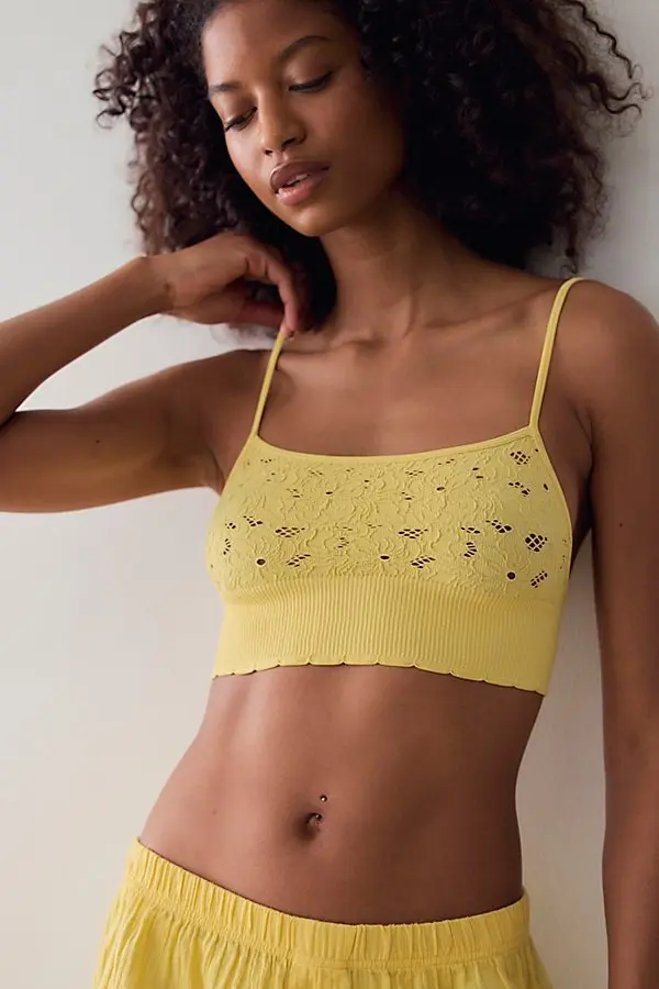 Free People Amara Seamless Longline Bralette - Lemon Meringue
