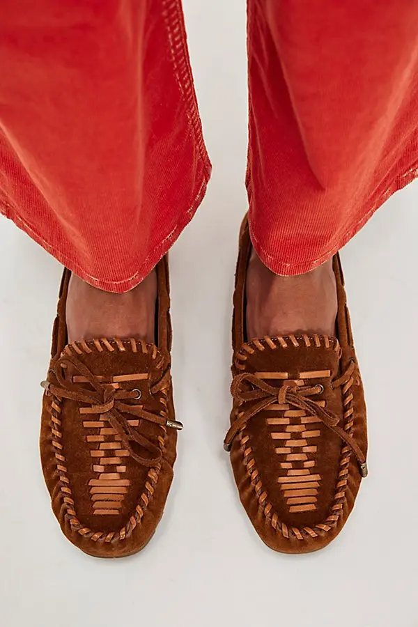 Free People Misty Suede Moccasins - Cognac Suede