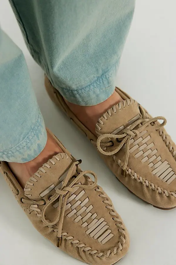 Free People Misty Suede Moccasins - Sunstone Sand Suede