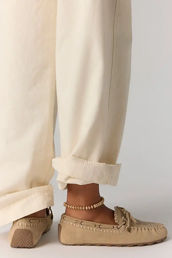 Free People Misty Suede Moccasins - Sunstone Sand Suede
