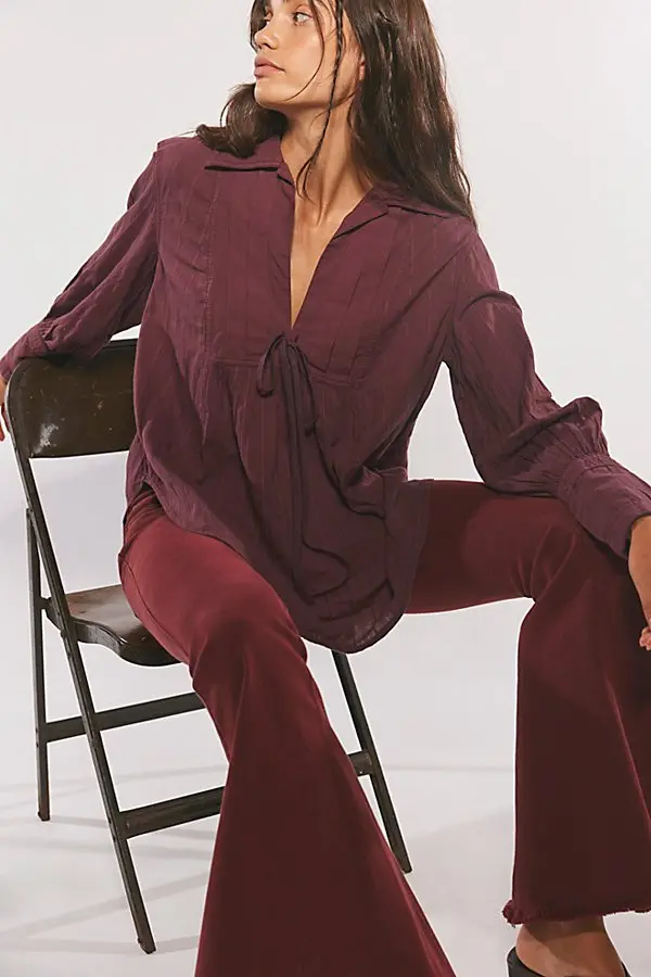 Free People We The Free Evening Edit Shirt - Chocolate Grape