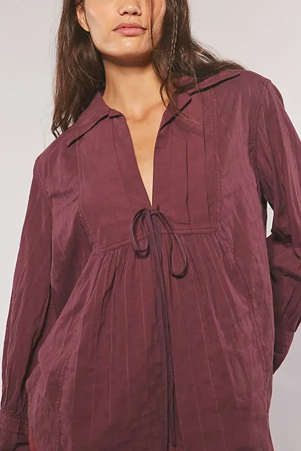 Free People We The Free Evening Edit Shirt - Chocolate Grape