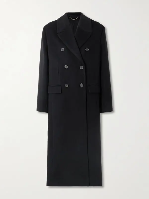 TOTEME Double-breasted Brushed Recycled Cashmere Coat - Black