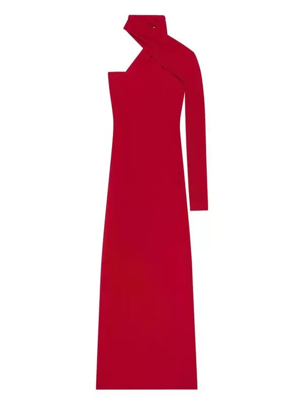 COURREGES Twisted One-shoulder Midi Dress - Red