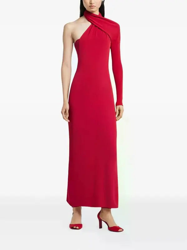 COURREGES Twisted One-shoulder Midi Dress - Red