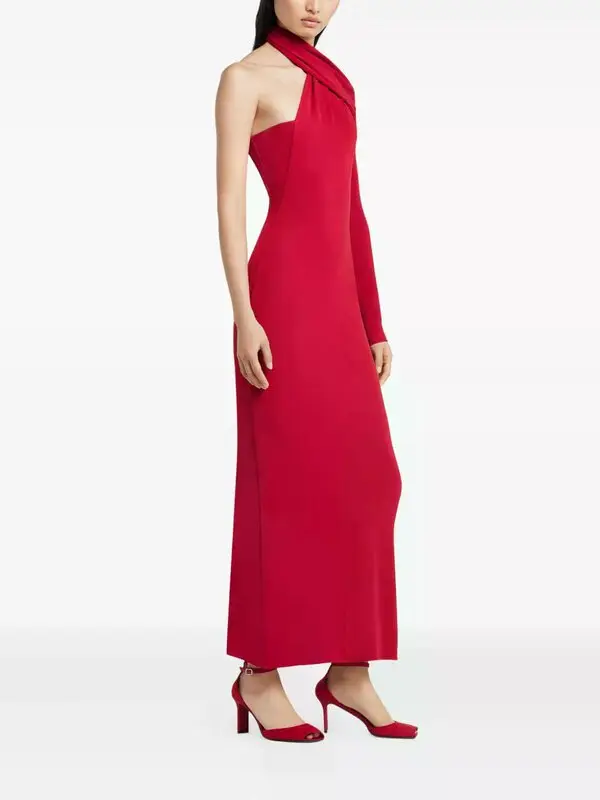 COURREGES Twisted One-shoulder Midi Dress - Red