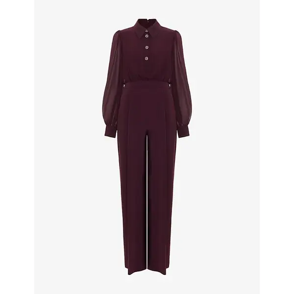 PHASE EIGHT Balloon-sleeve Woven Jumpsuit - Burgundy