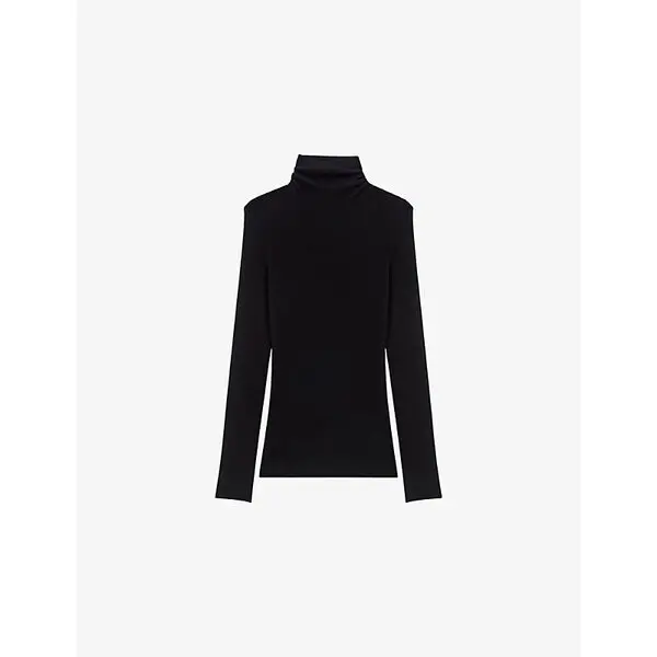 Maje Roll-neck Wool And Silk-blend Jumper