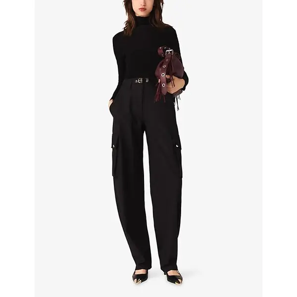 Maje Roll-neck Wool And Silk-blend Jumper