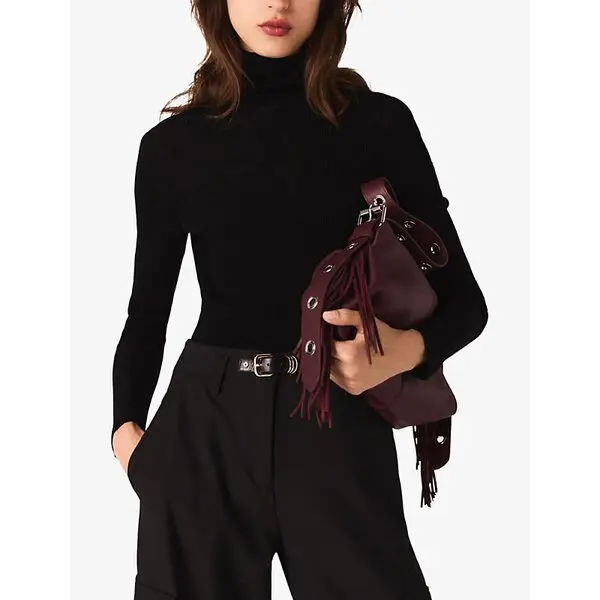 Maje Roll-neck Wool And Silk-blend Jumper