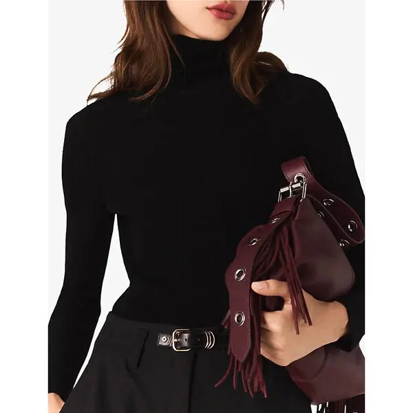 Maje Roll-neck Wool And Silk-blend Jumper